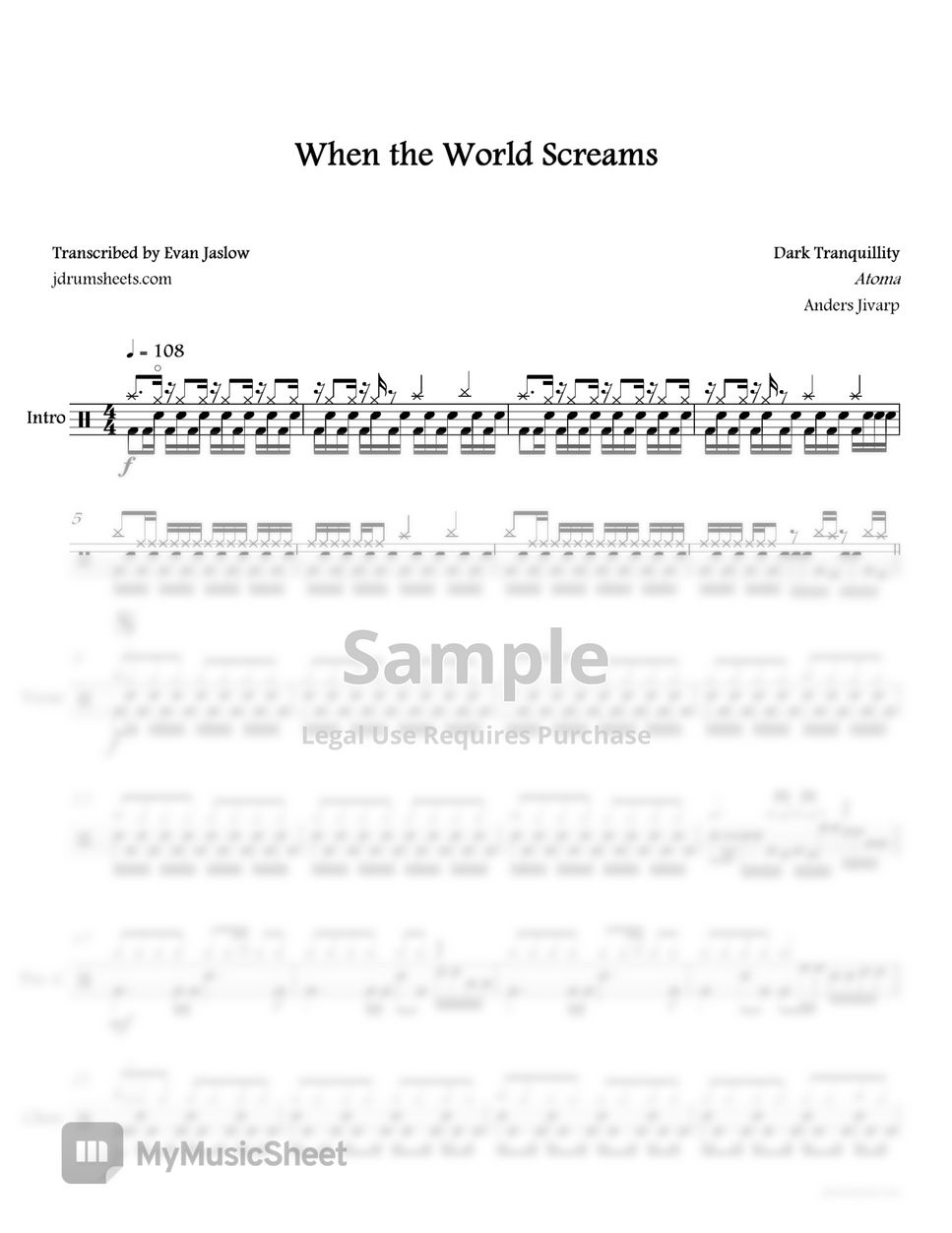 Dark Tranquillity - When the World Screams Sheets by Evan Jaslow