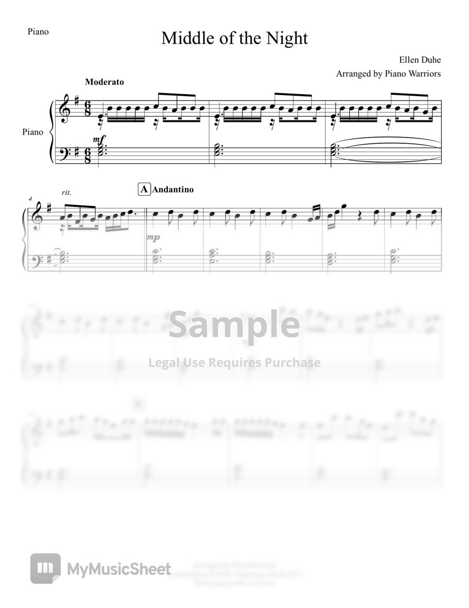 Elley Duhe - Middle of the Night 악보 by Piano Warriors