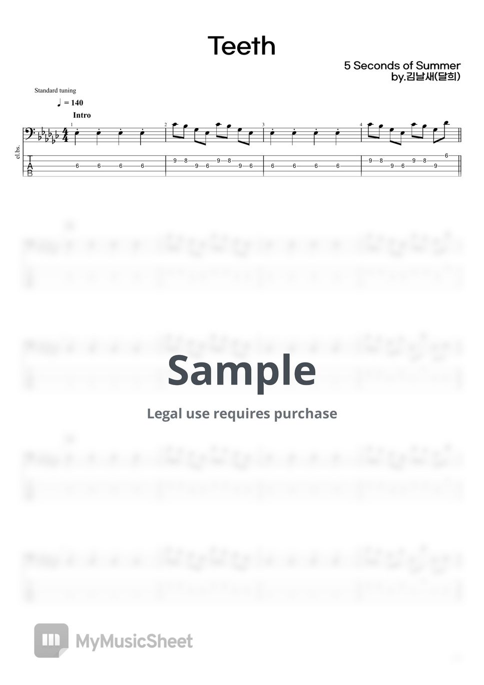 5 Seconds of Summer - Teeth TAB+1 Staff by 김날새