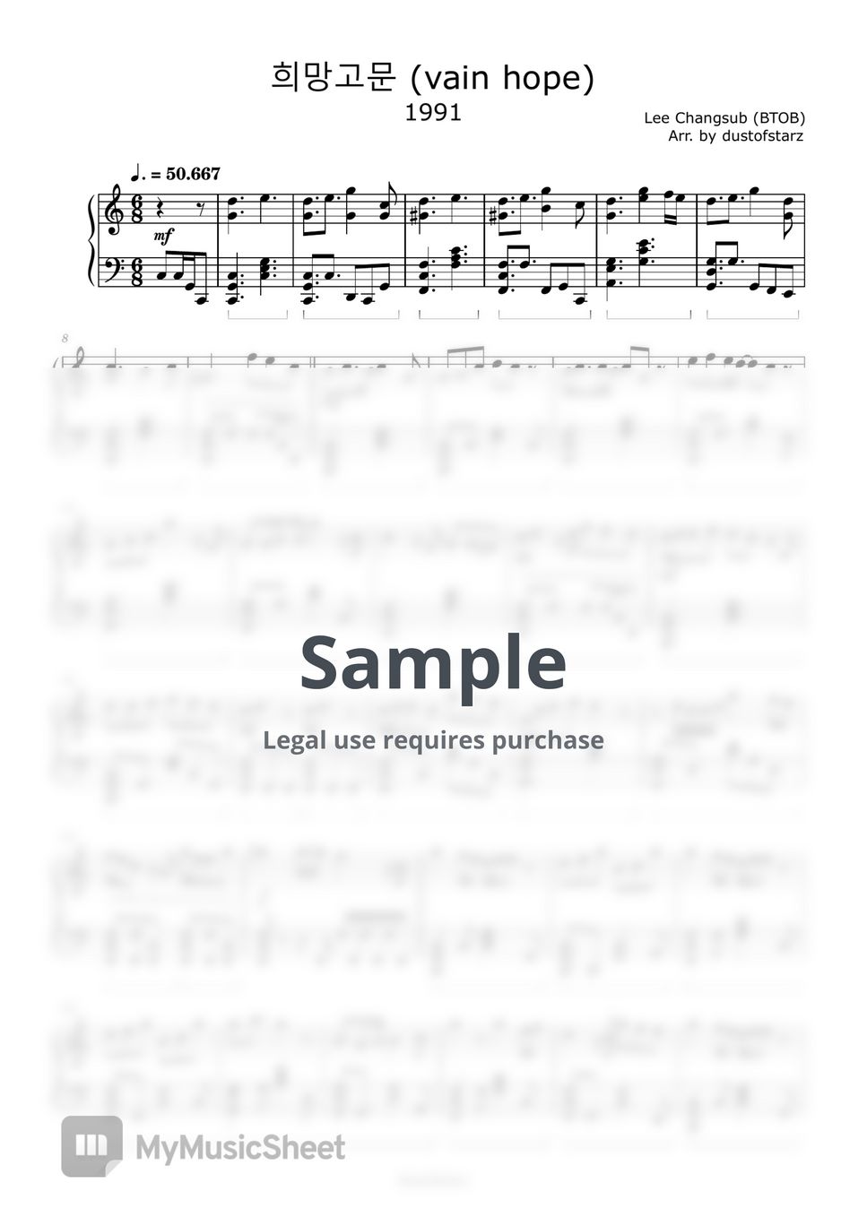 BTOB LEECHANGSUB - vain hope 악보 by dustofstarz