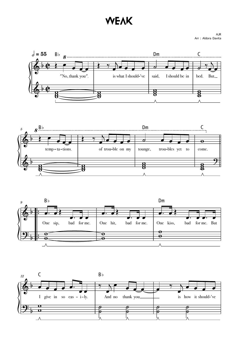 AJR - Weak Sheet by Aldora Davita