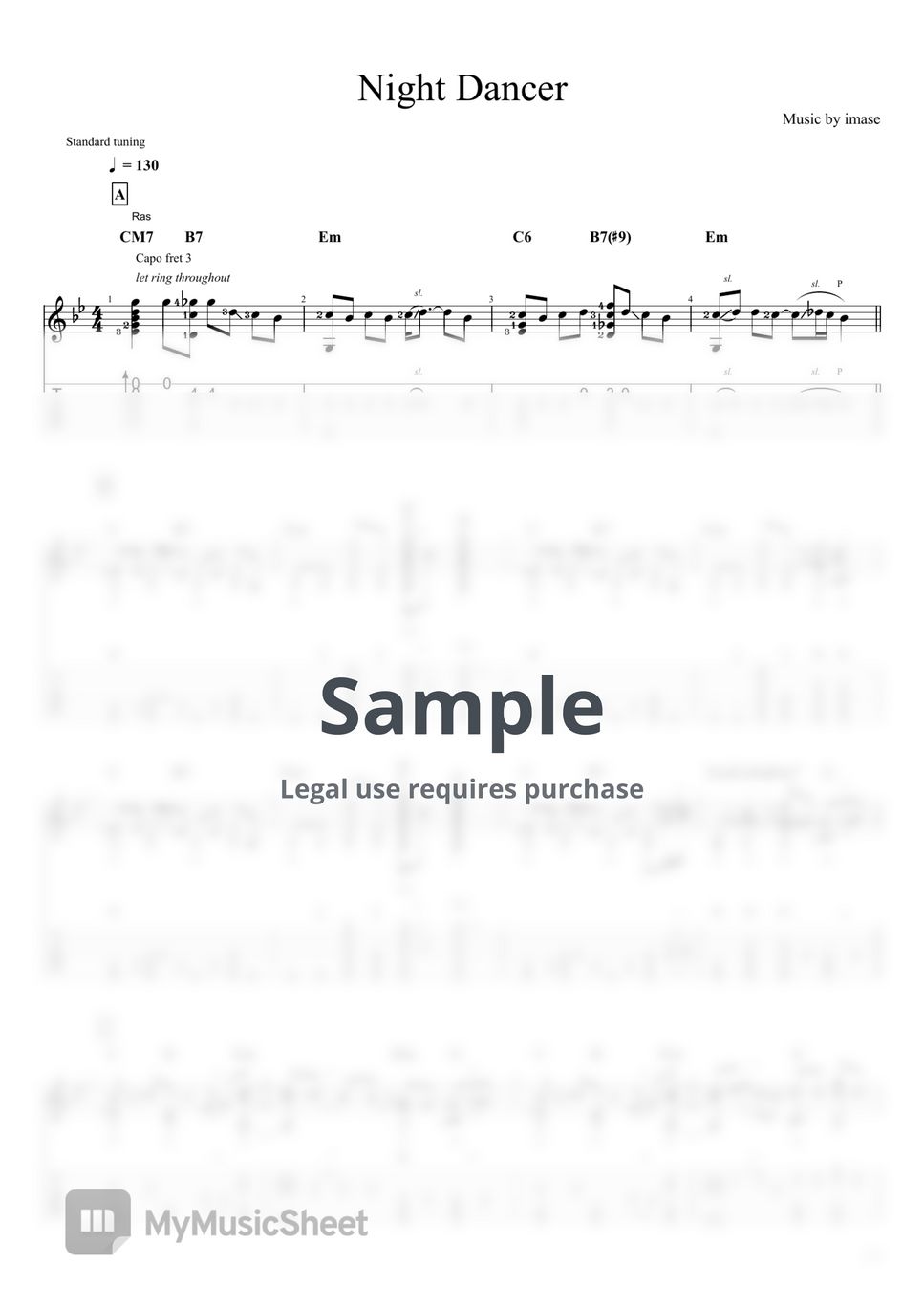 imase - 12.Night Dancer - imase 【★★★★☆】 Fingerstyle Tutorial 『TAB ...