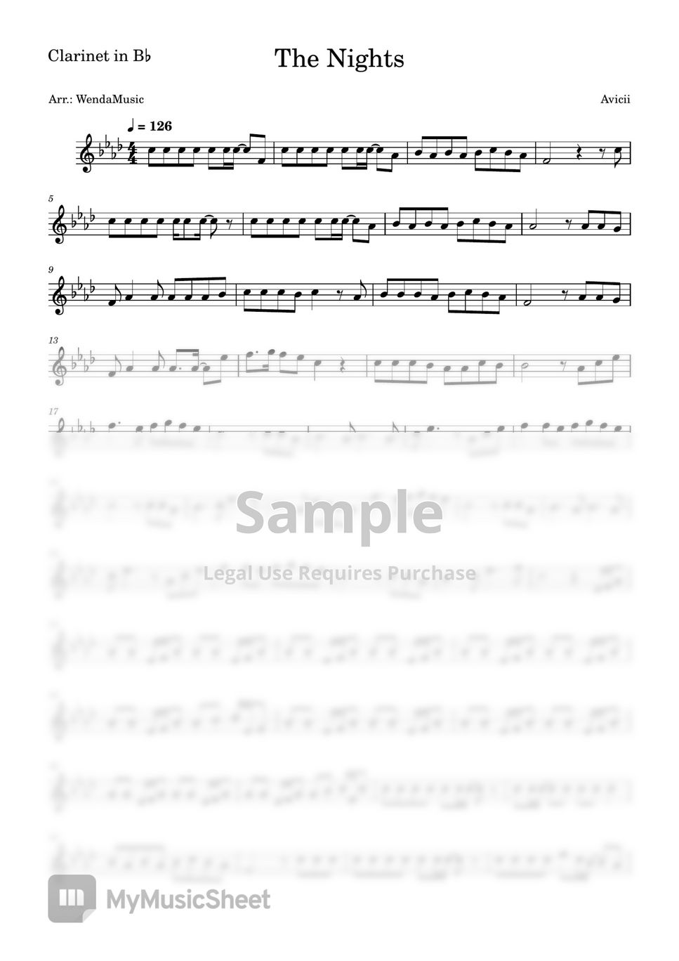 Avicii - The Nights (Clarinet in Bb) Sheet Music by WendaMusic