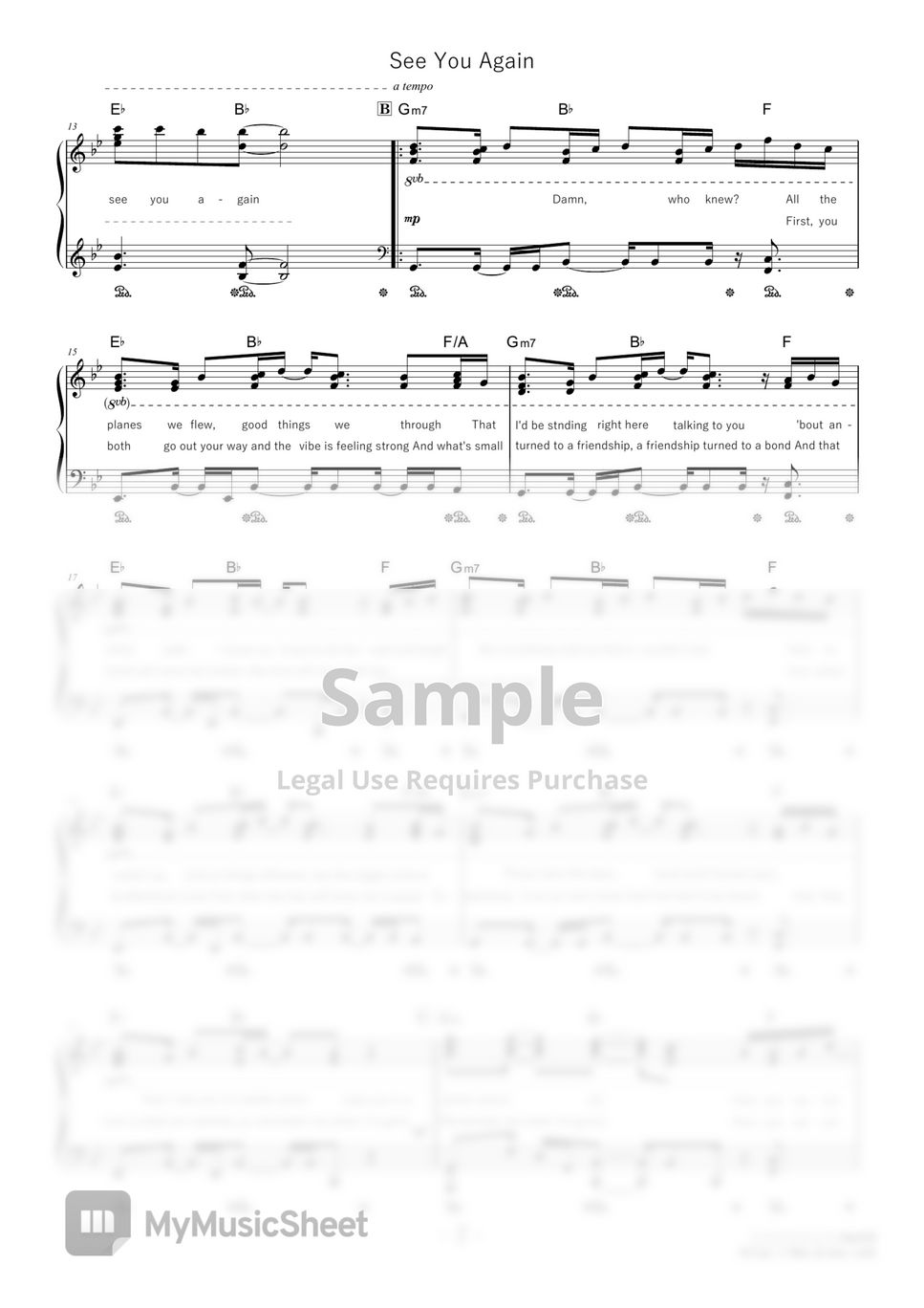 Wiz Khalifa feat. Charlie Puth - See You Again (★★★★☆/Furious 7) Sheets by D-sun