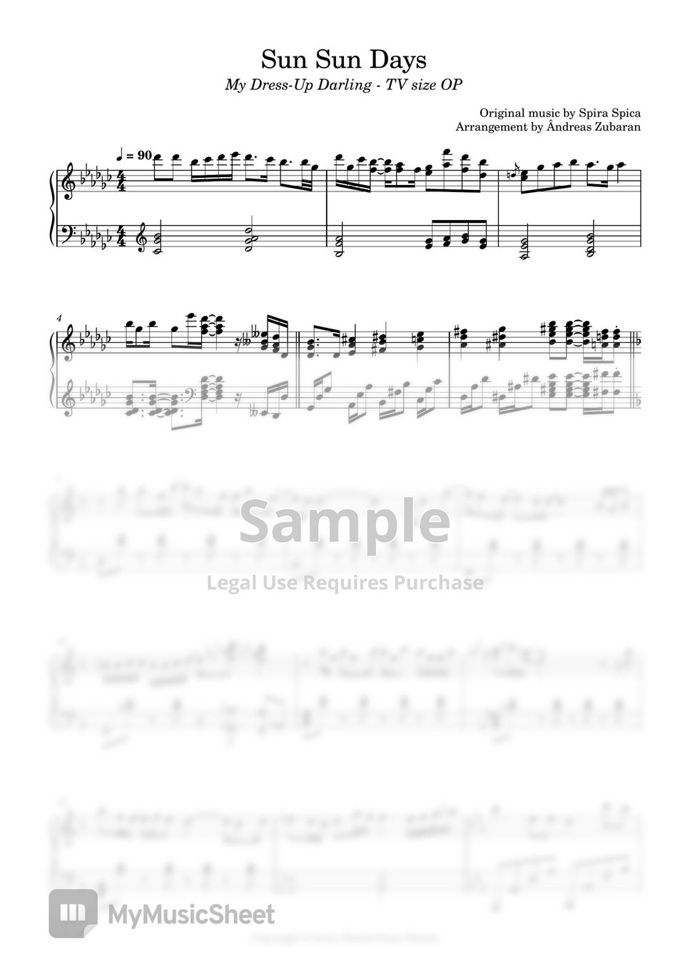 Spira Spica - Sun Sun Days (My Dress-Up Darling - TV Size OP) Sheet ...