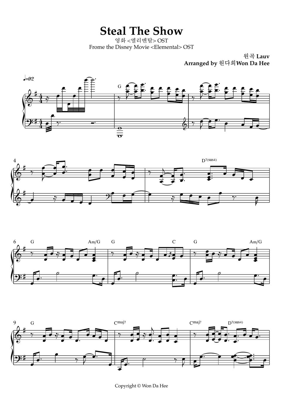 Lauv - Steal The Show Sheets by 원다희Won Da Hee