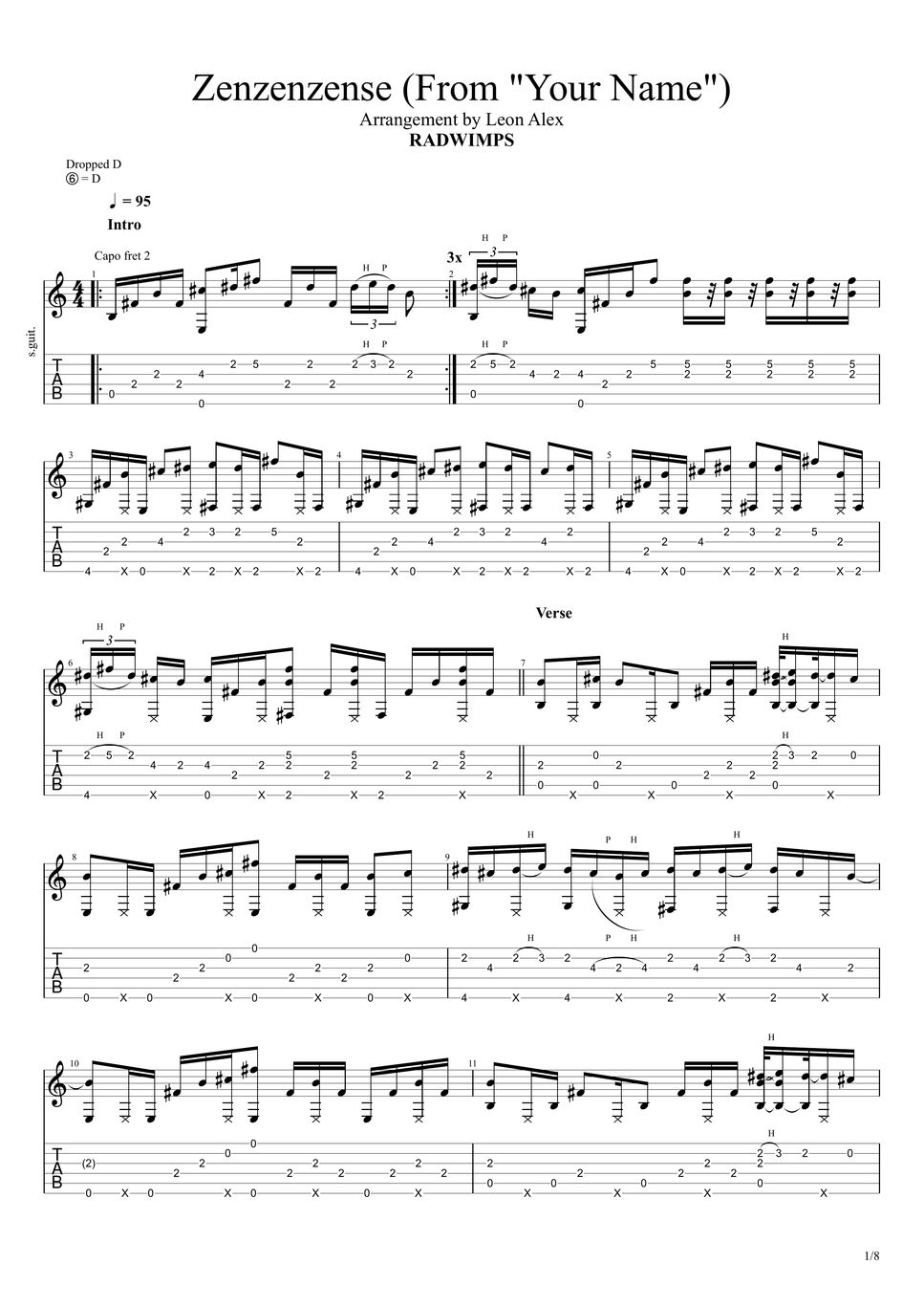 RADWIMPS - Zenzenzense (From "Your Name") (Fingerstyle) Sheet by Leon Alex