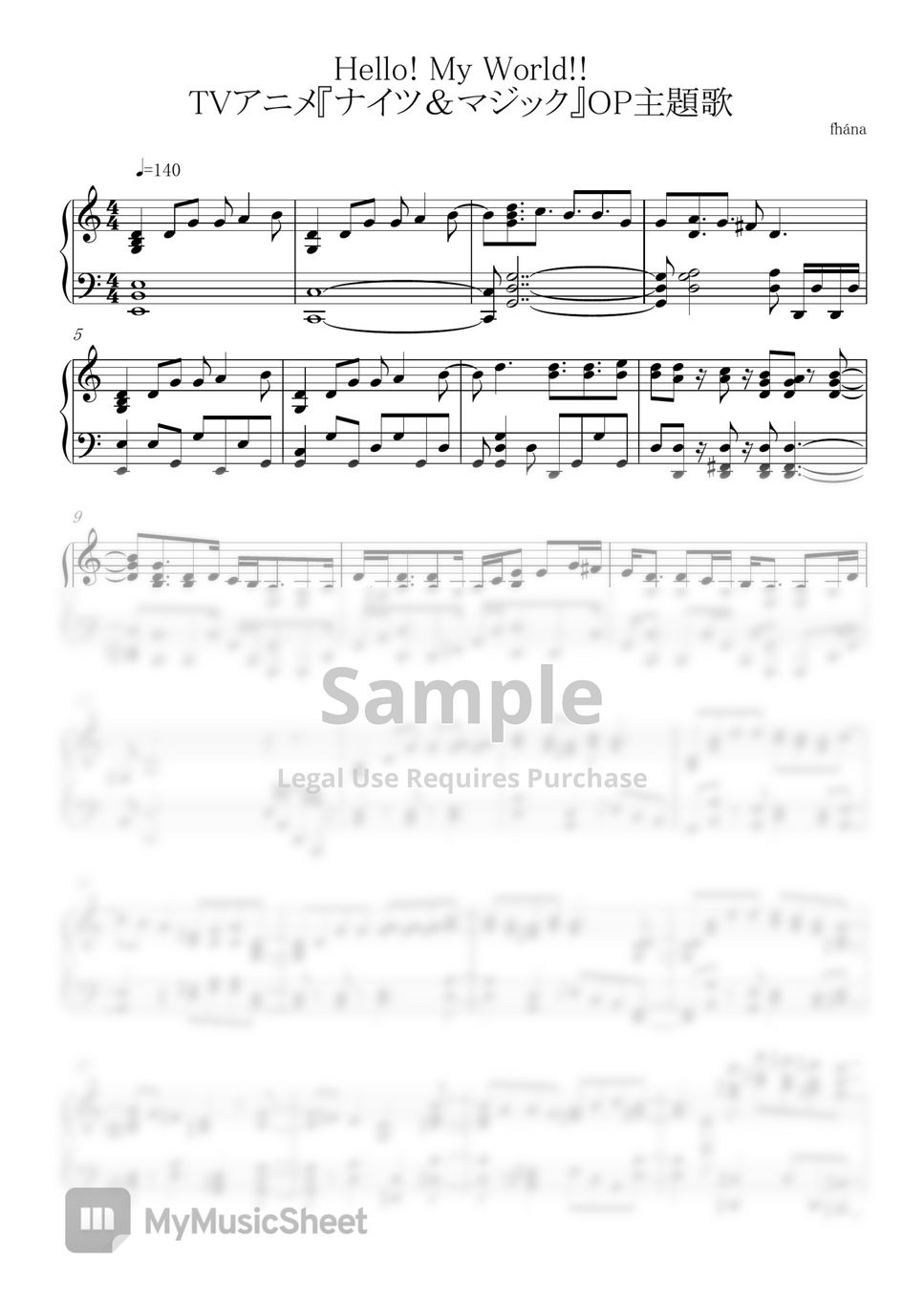 [anime sheet music] - ナイツ＆マジック(Knight's & Magic) OP Hello! My World ...