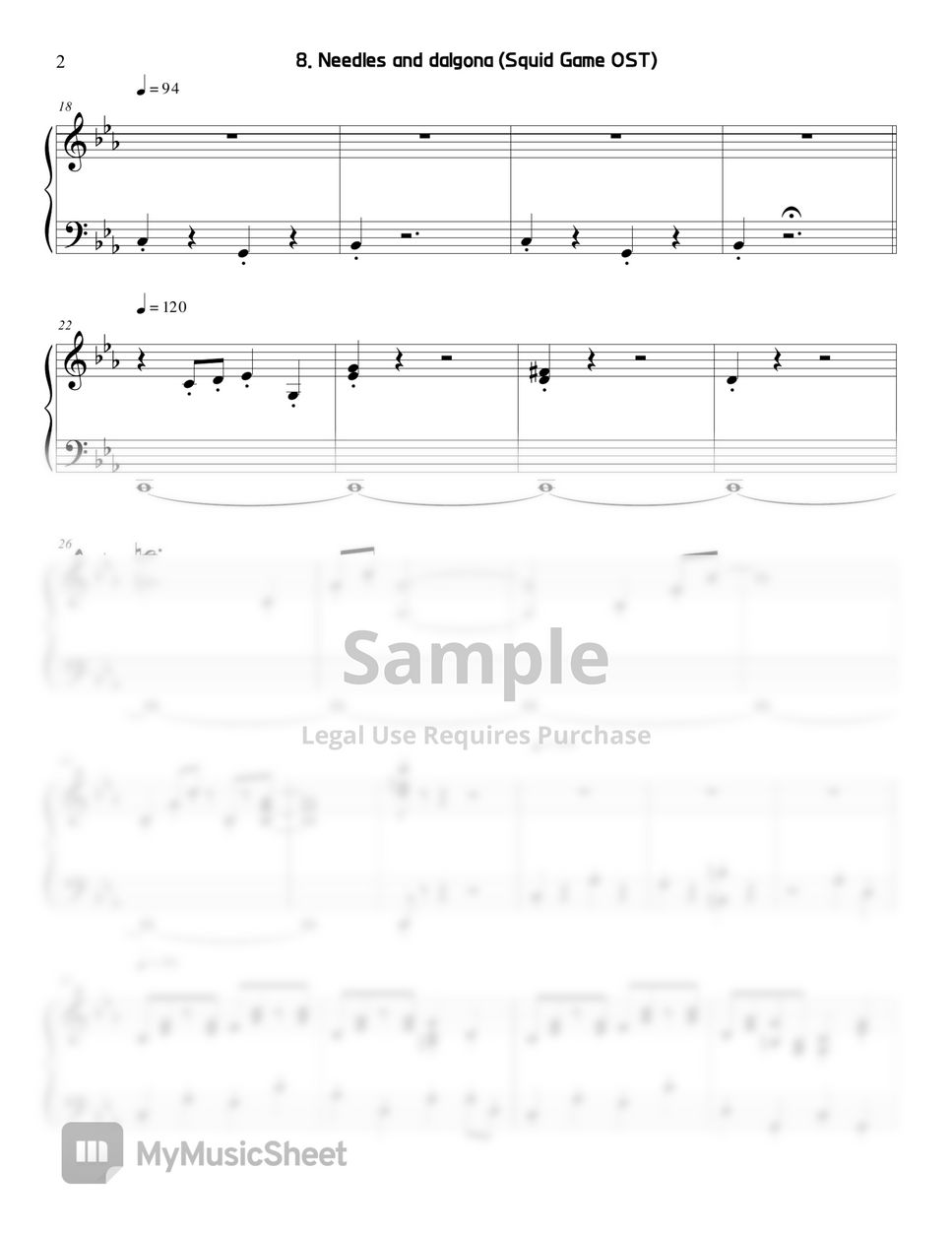 Squid game OST/BGM - 8. Needles and dalgona (Series) 악보 by Sunny Fingers Piano