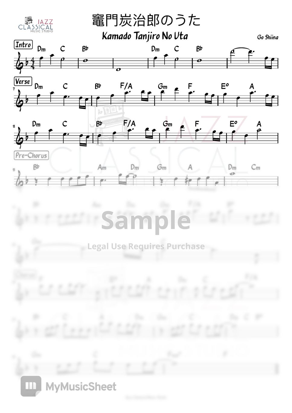 Go Shiina - Kamado Tanjiro No Uta Sheet Music by Jazz Classical Music ...