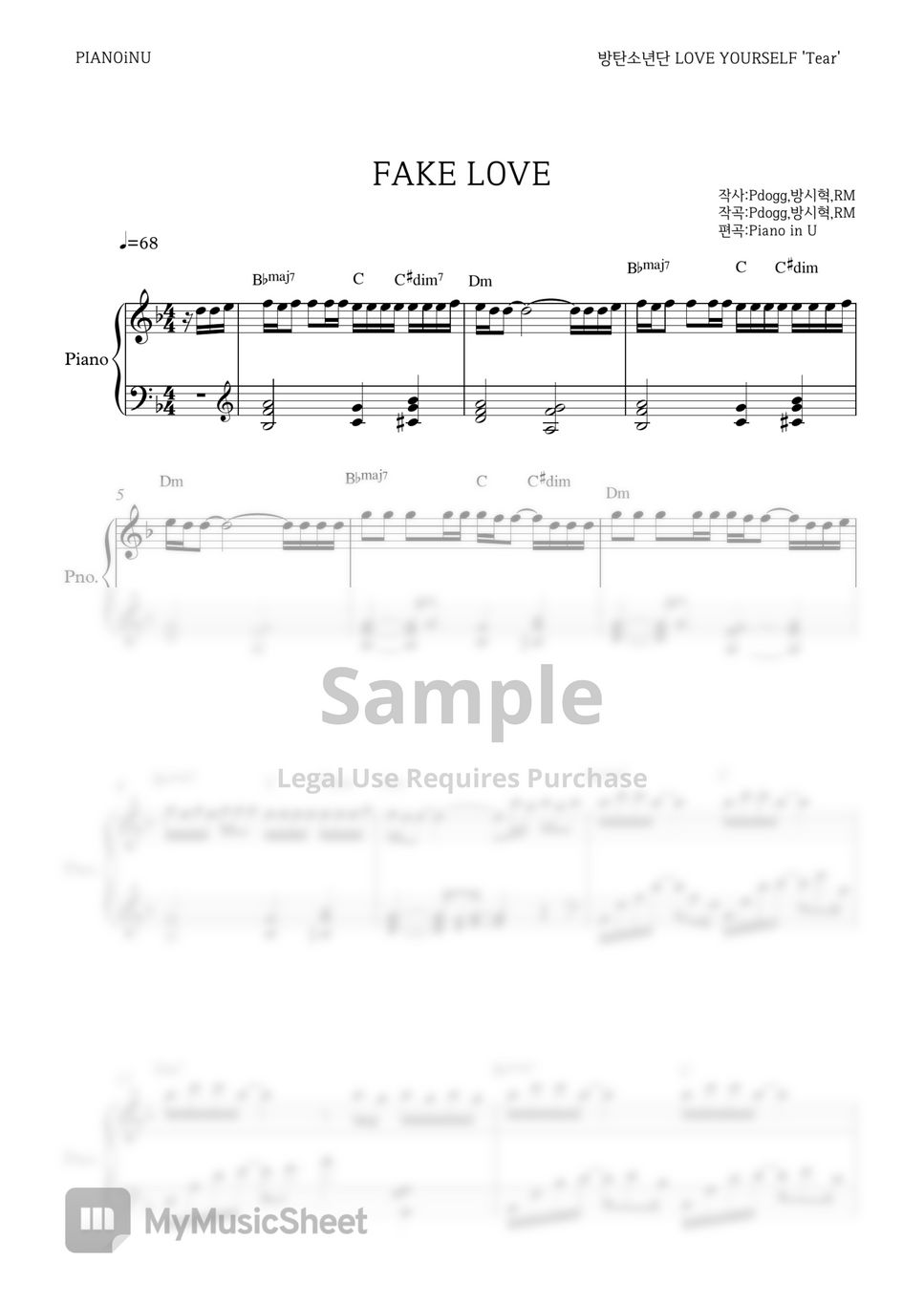 방탄소년단(BTS) - FAKE LOVE Sheet Music