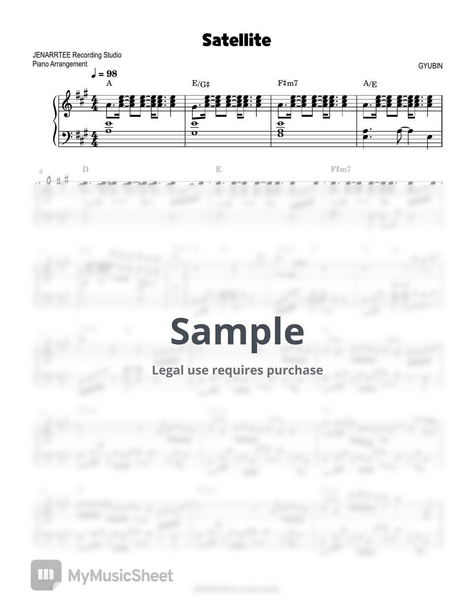 GYUBIN - Satellite 악보 by JENARRTEE Recording Studio