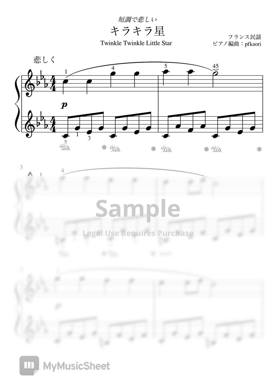 "Twinkle twinkle little star" minor key (pianosolo beginner) Sheets by ...