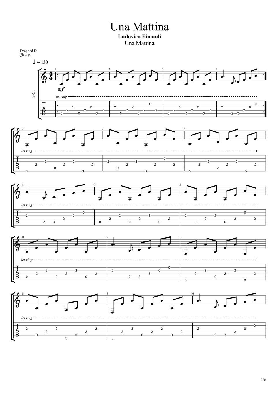 Ludovico Einaudi - Una Mattina TAB by Nico Music