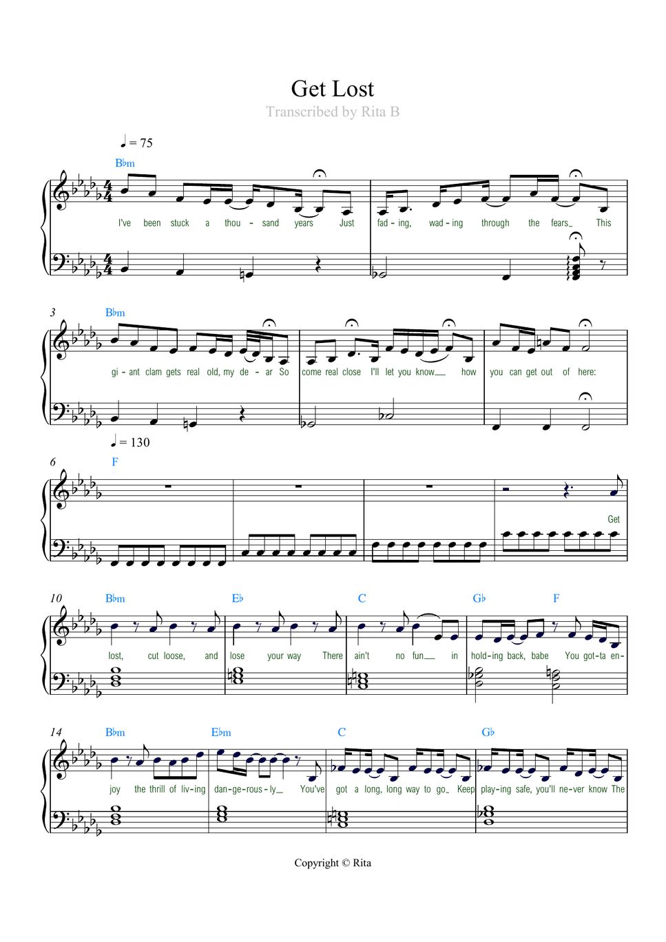 Awhimai Fraser - Get Lost from Moana 2 (Lyrics, chords) Piano Sheet ...