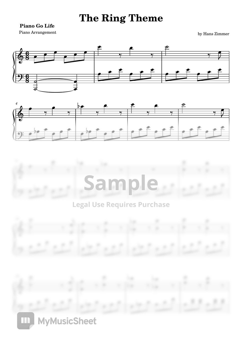 Hans Zimmer - The Ring Theme Sheets by Piano Go Life
