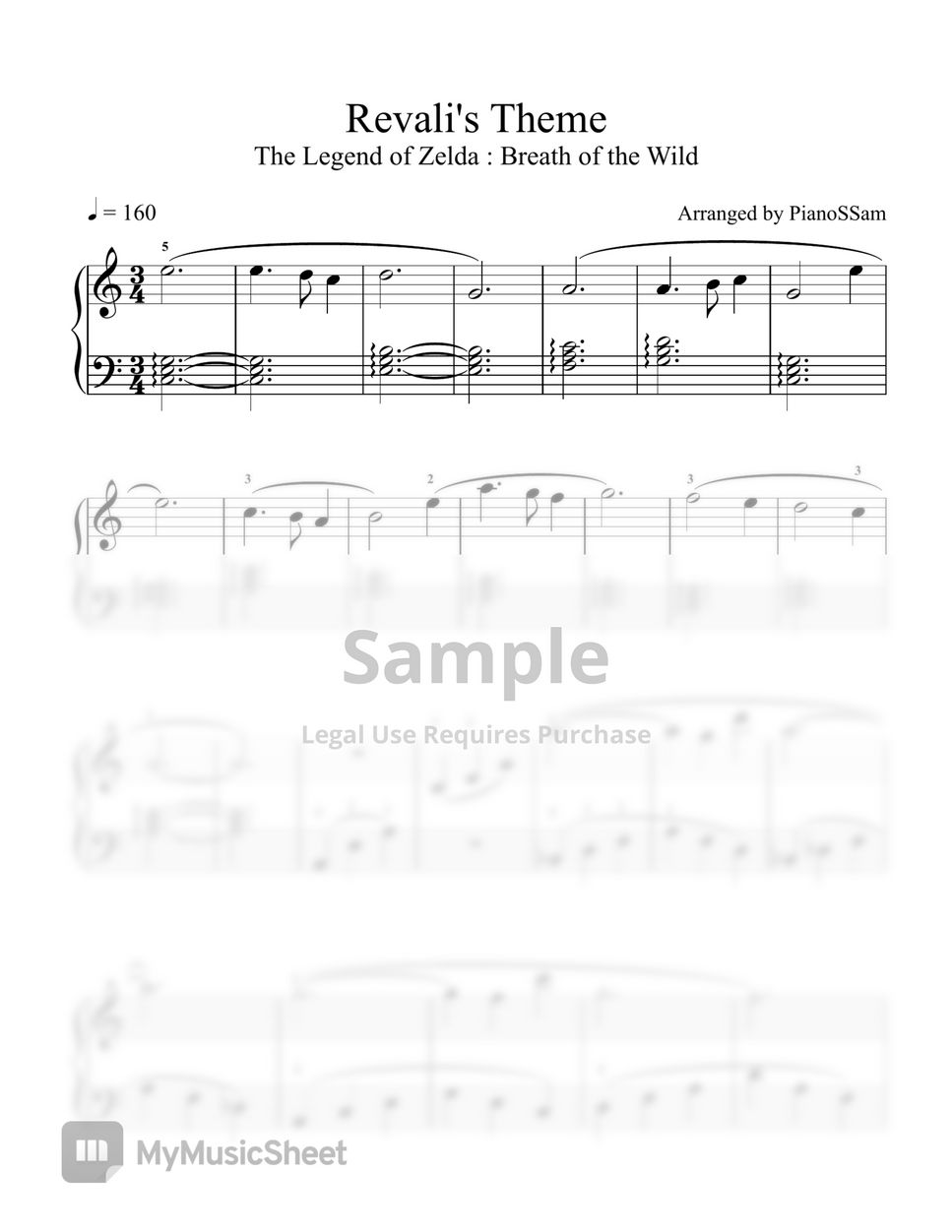 The Legend of Zelda : Breath of the Wild - Revali's Theme (Level 3) Sheets by PianoSSam