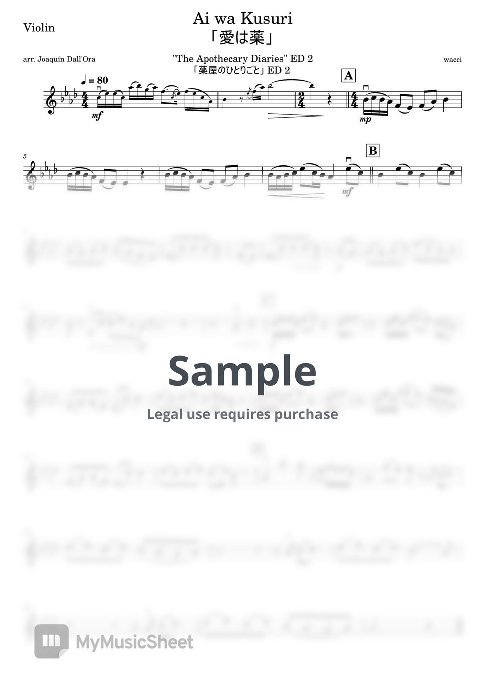 wacci - Ai wa Kusuri | "The Apothecary Diaries" ED 2 Sheets by Joaquín Dall'Ora