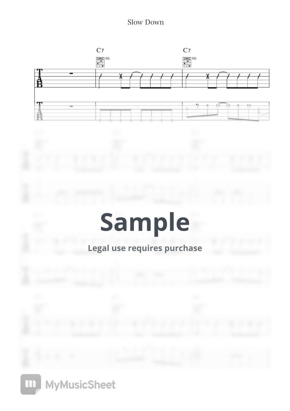 The Beatles - Slow Down (Guitar x2) Sheet Music by Ryohei Kanayama