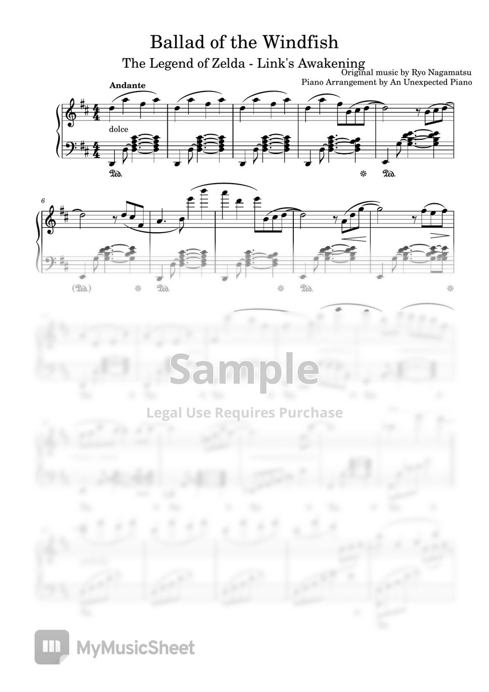 The Legend of Zelda - Ballad of the Wind Fish โน้ตเพลง by An Unexpected ...