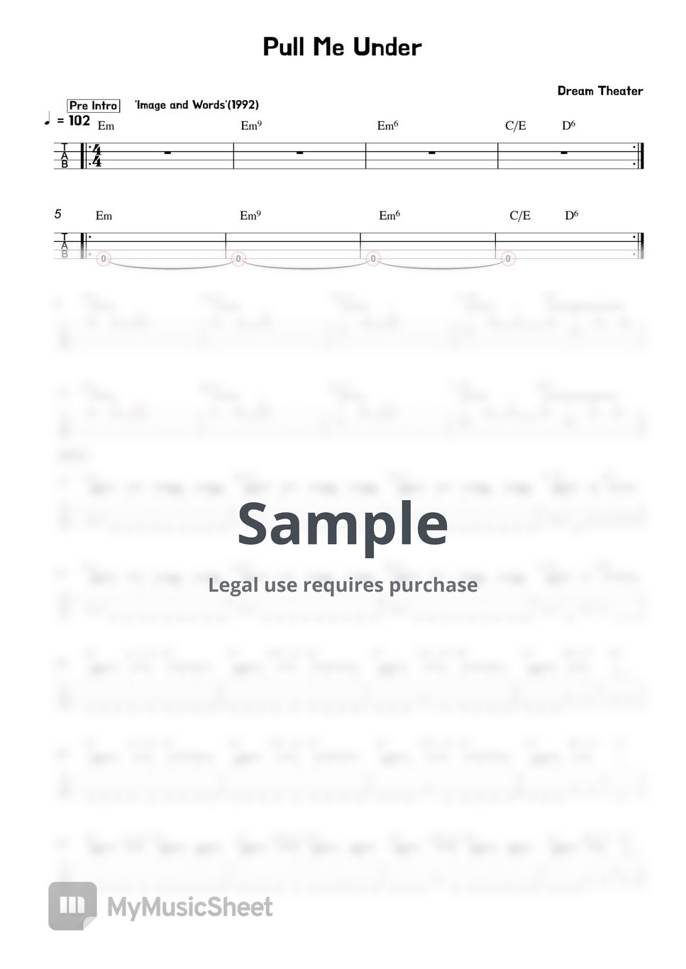 Dream Theater - Pull Me Under Sheets by 김미(Kimme)