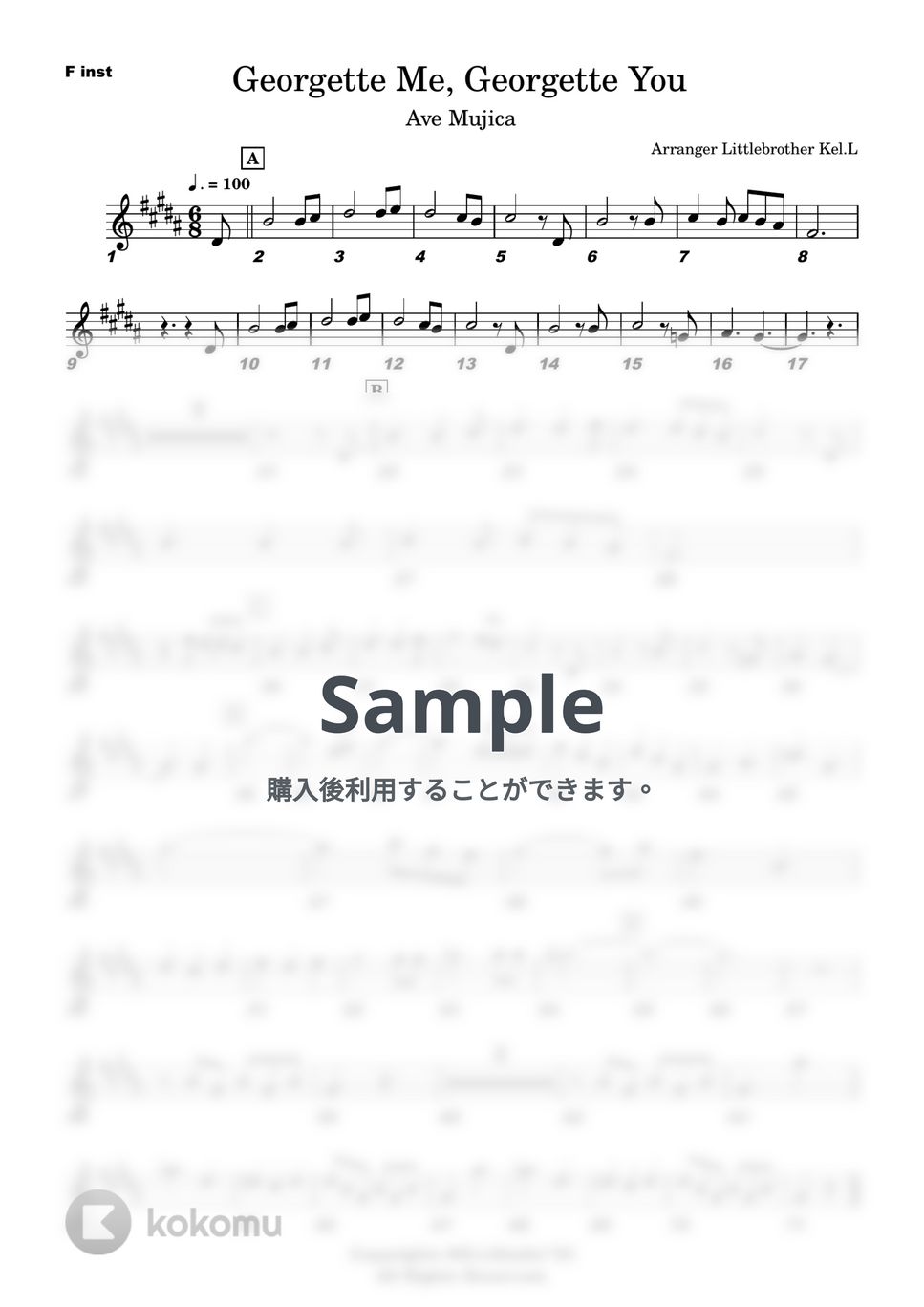 Ave Mujica - Georgette Me Georgette You - BanG Dream! Ave Mujica ED (F inst) 楽譜 by Littlebrother ...