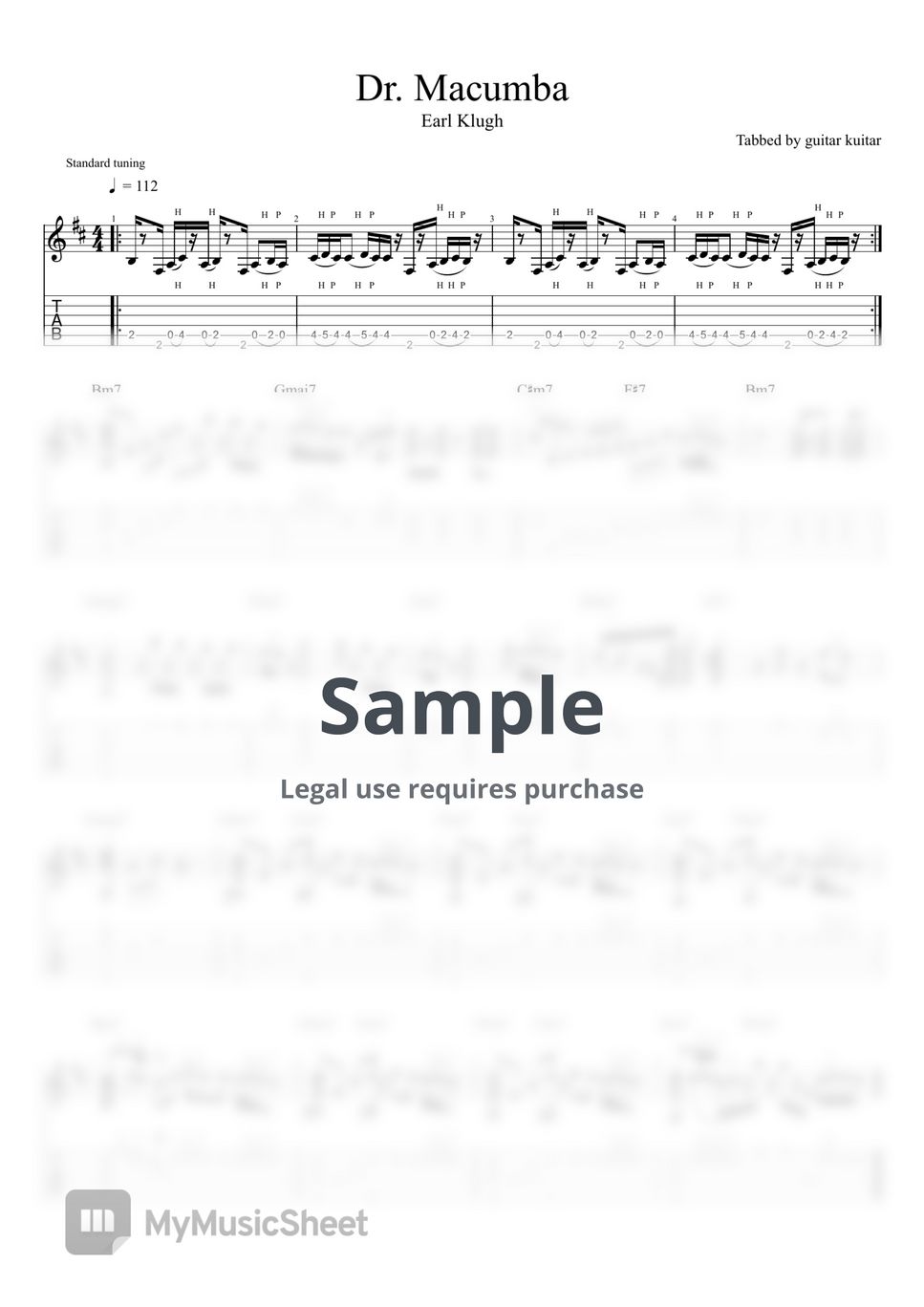 Earl Klugh - Dr. Macumba (TAB Sheet Music) Sheets by guitar kuitar