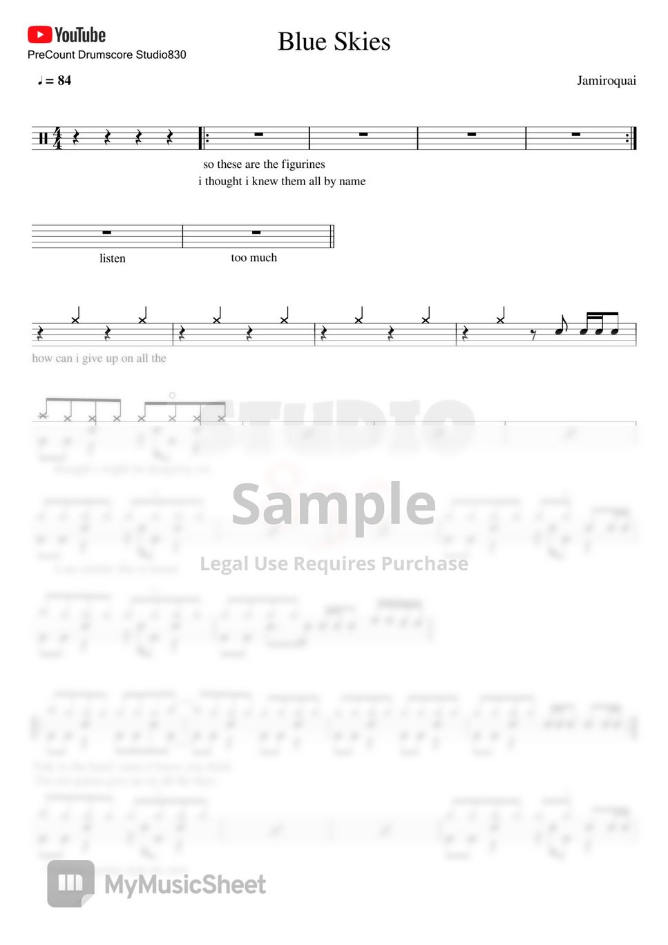 Jamiroquai - Blue_Skies Sheet Music by Studio830