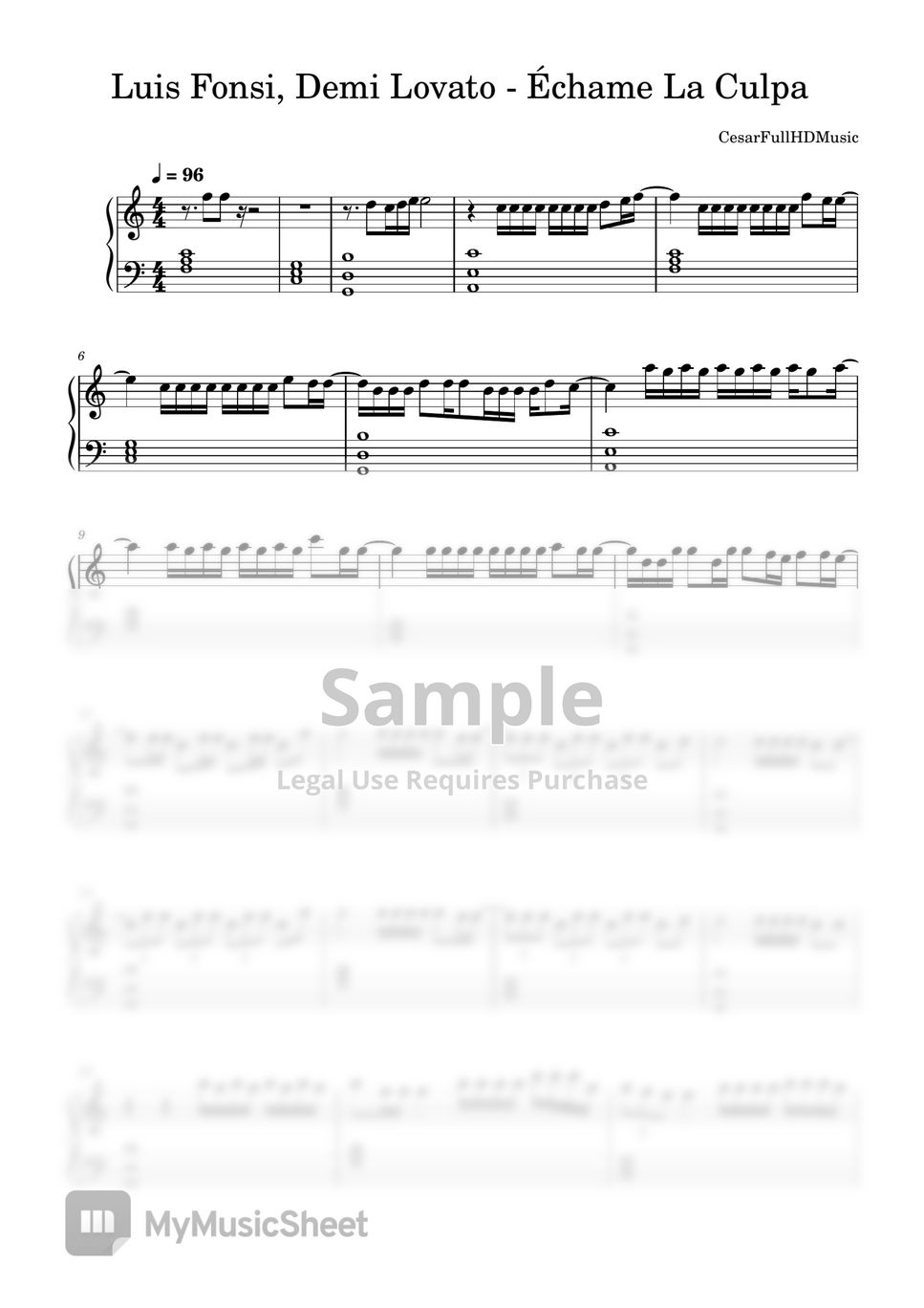 Luis Fonsi, Demi Lovato - Échame La Culpa Sheet Music