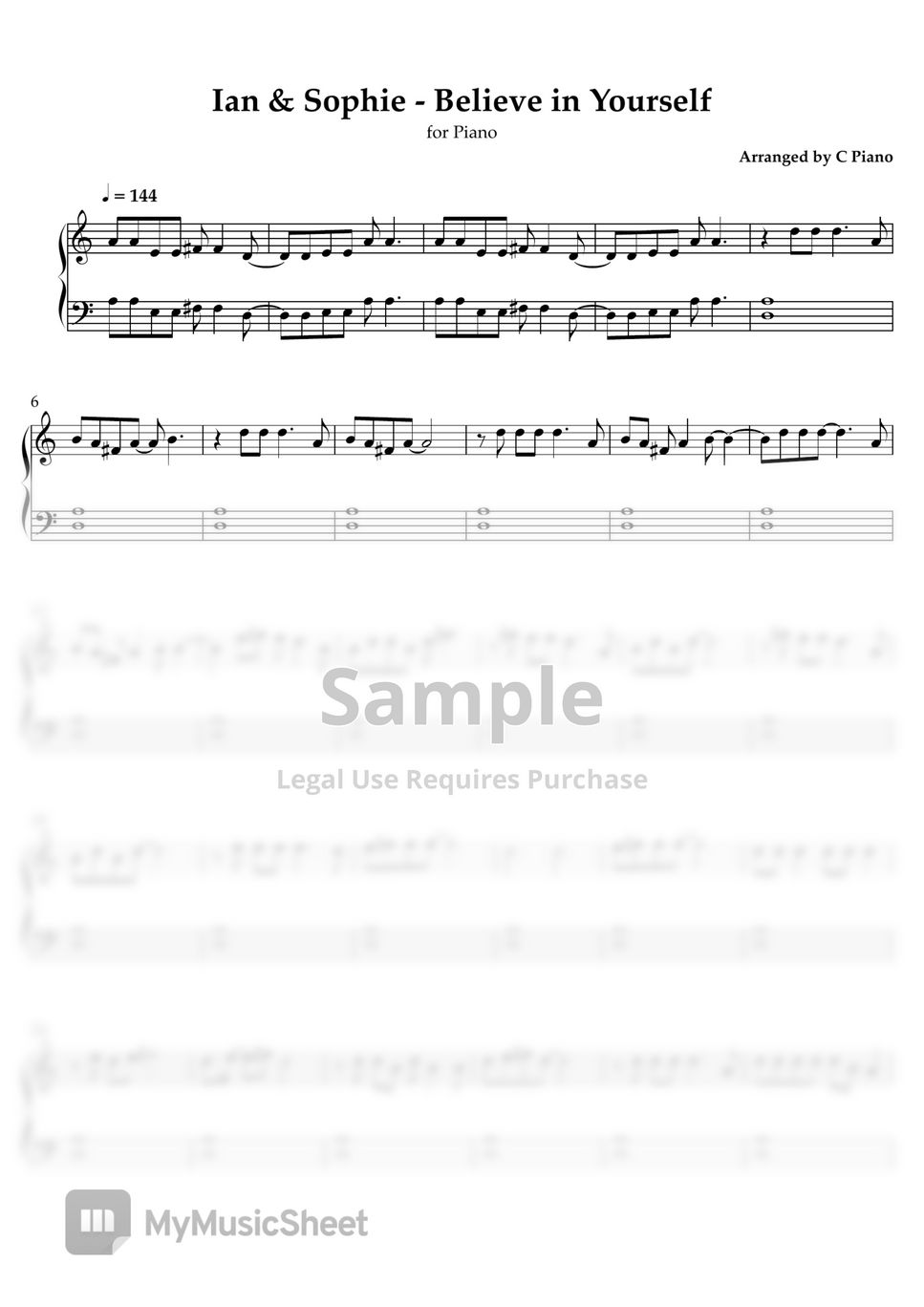 Ian & Sophie - Believe In Yourself (Easy Version) Sheets by C Piano