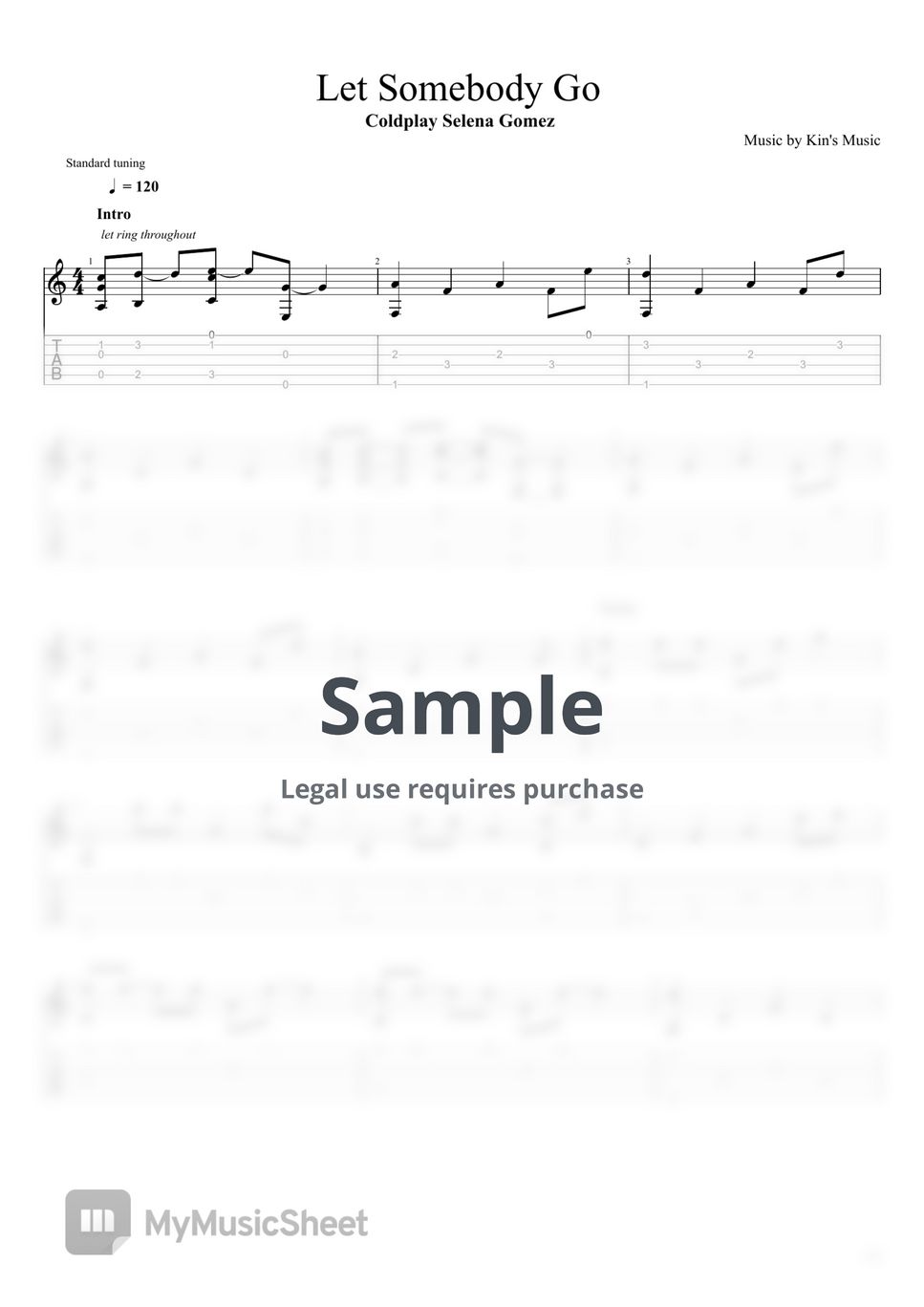 Coldplay, Selena Gomez - Let Somebody Go[Easy Guitar Fingerstyle For ...