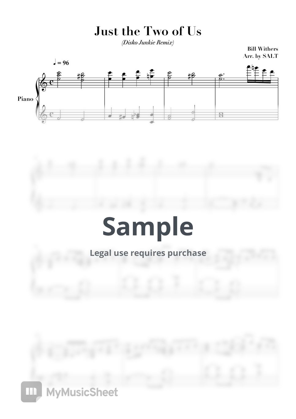 Bill Withers - Just the Two of Us (Disko Junkie Remix) (Am Key) Sheets ...