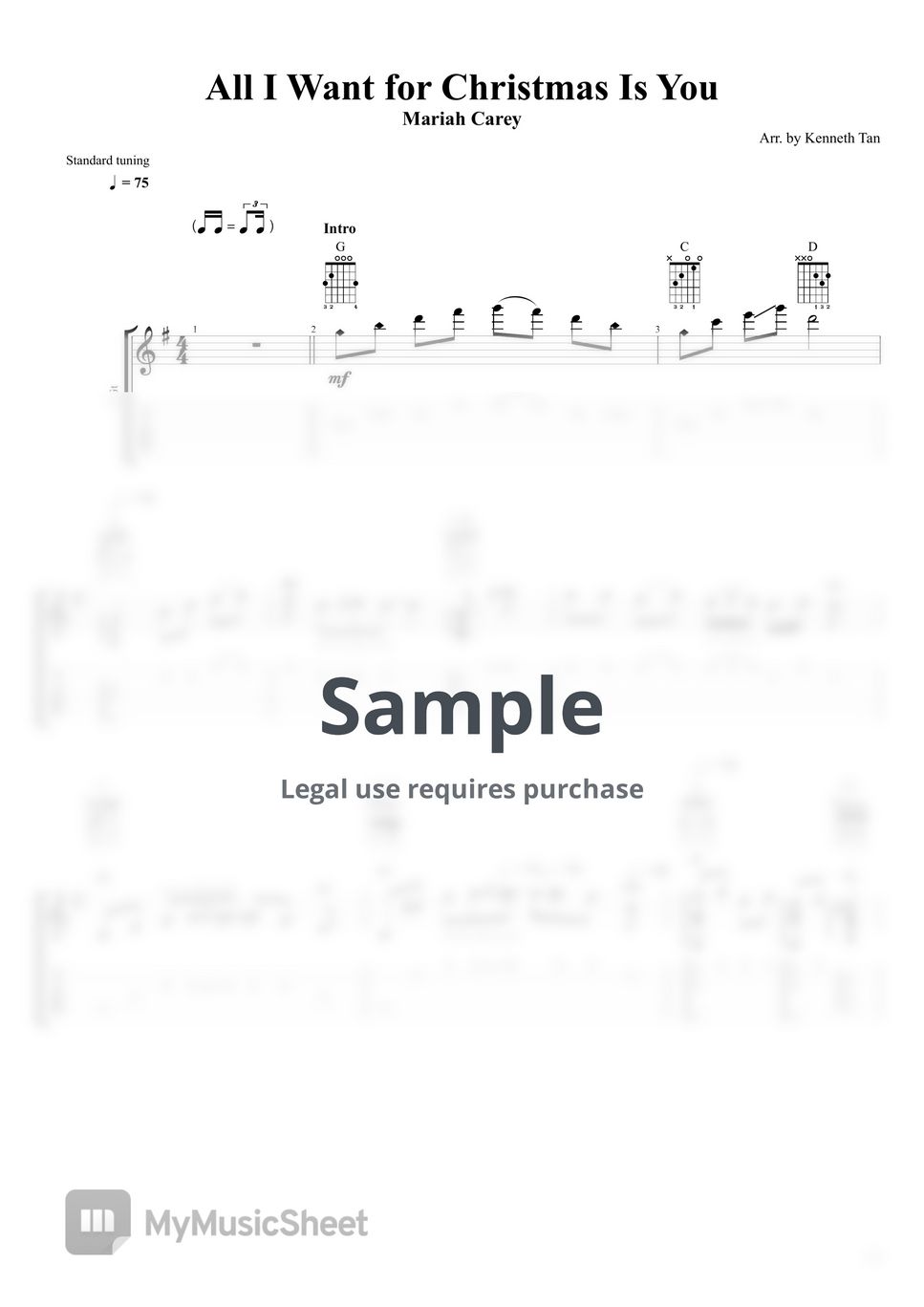 Mariah Carey | Fingerstyle Guitar - All I Want for Christmas Is You ...