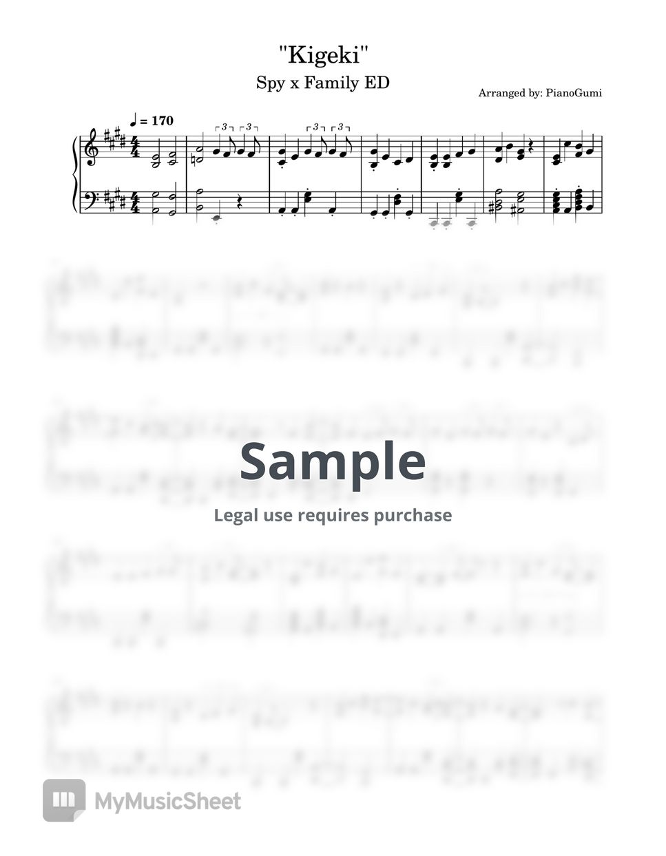 Gen Hoshino - Kigeki (Spy x Family ED - "Kigeki") Sheets by PianoGumi