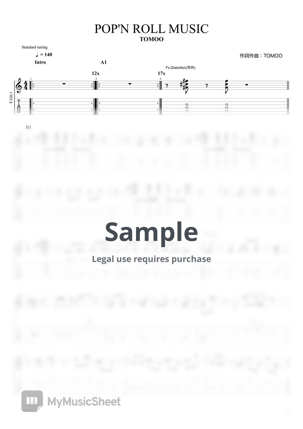 TOMOO - POP'N ROLL MUSIC Sheets by takanori