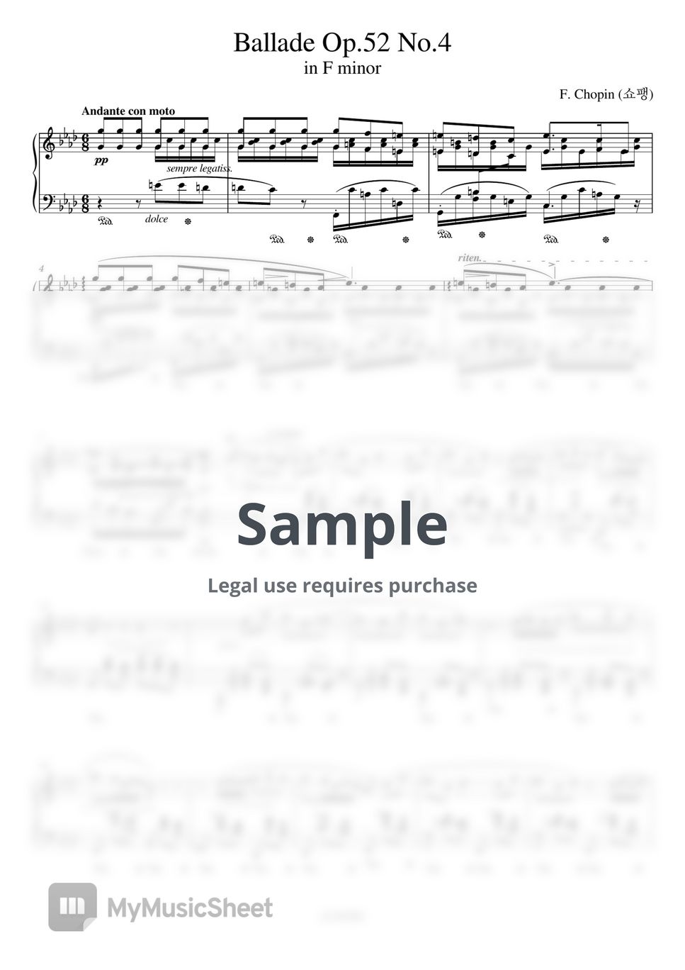 F. Chopin - Ballade Op.52 No.4 in F minor Sheets by JUNPIN