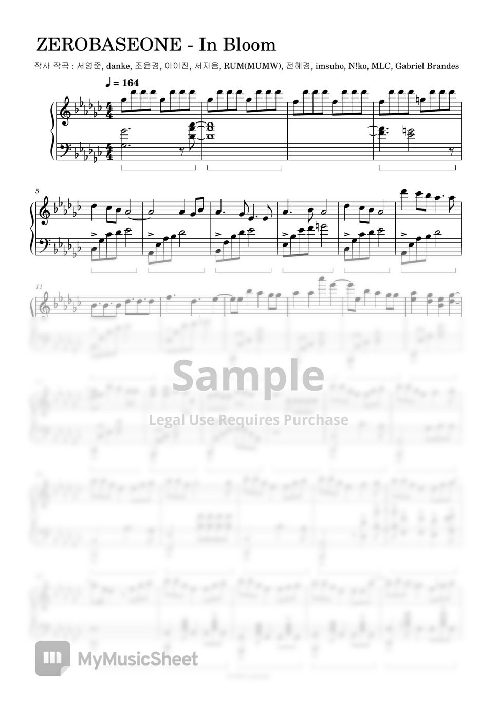 ZEROBASEONE(제로베이스원) - In Bloom (인블룸) 楽譜 by bvibvi piano