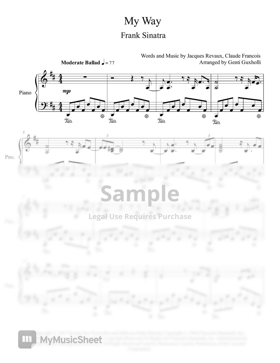 Frank Sinatra - My Way Spartito by Genti Guxholli