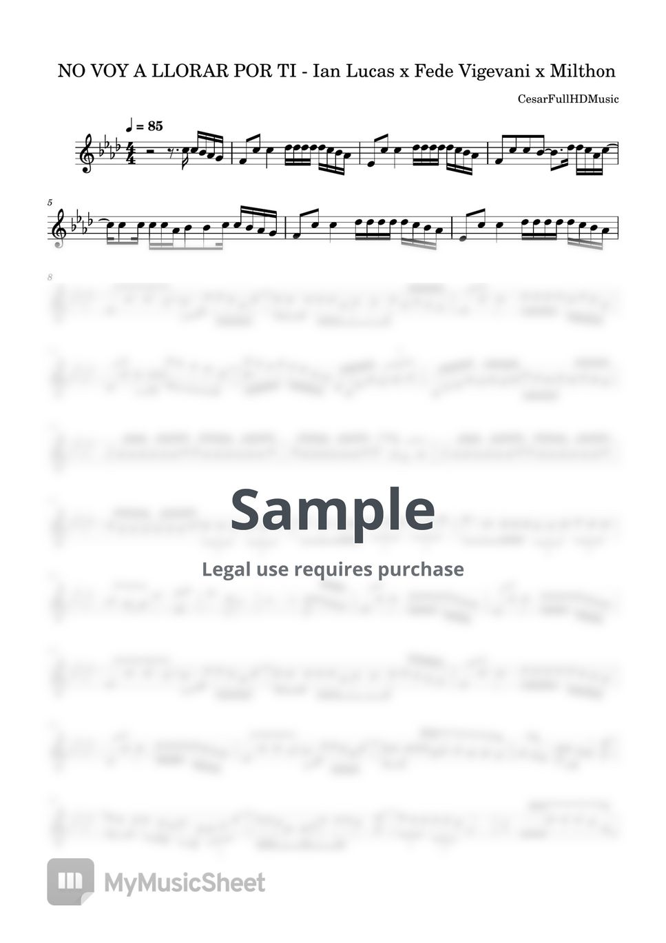 Ian Lucas x Fede Vigevani x Milthon - NO VOY A LLORAR POR TI Sheets