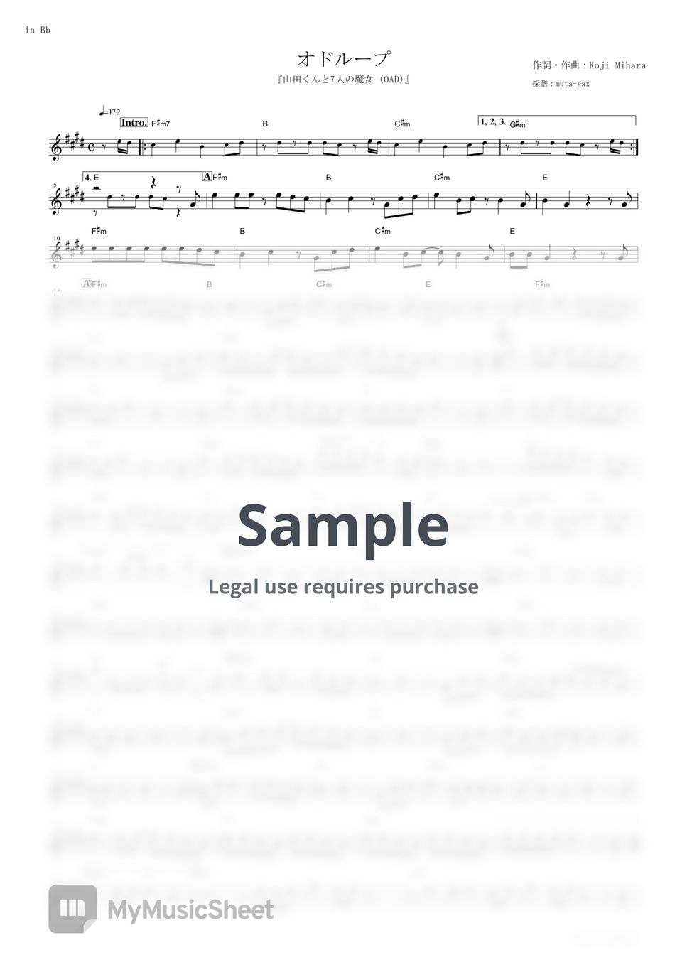 Frederic - Oddloop (Yamada-kun and the Seven Witches OVA / in Bb) 악보 by ...