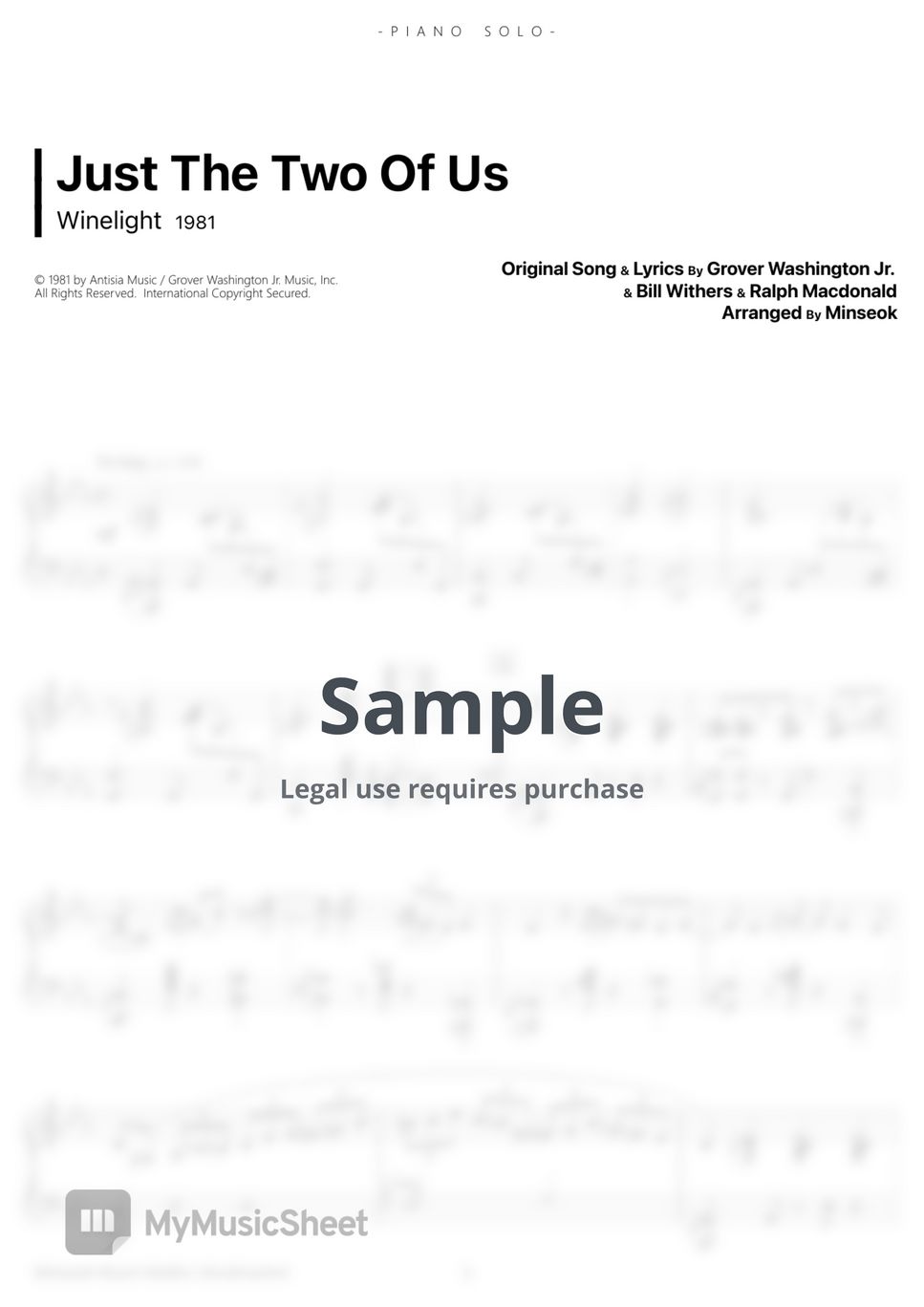 Grover Washington Jr. / Bill Withers / Ralph Macdonald - Just The Two Of Us Sheets by 민석 Minseok