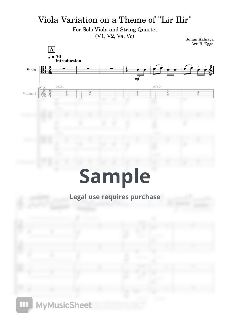 Viola Variation on a Theme of Lir Ilir (Viola Variation) Sheets by ...