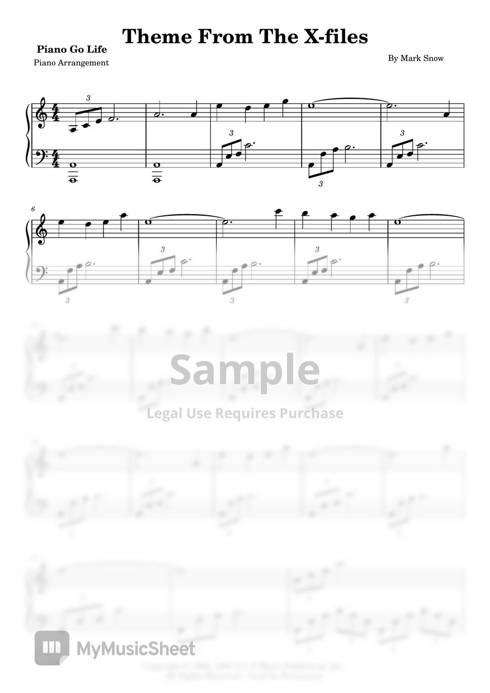 Illuminati Song - Theme From The X-files 악보 by Piano Go Life