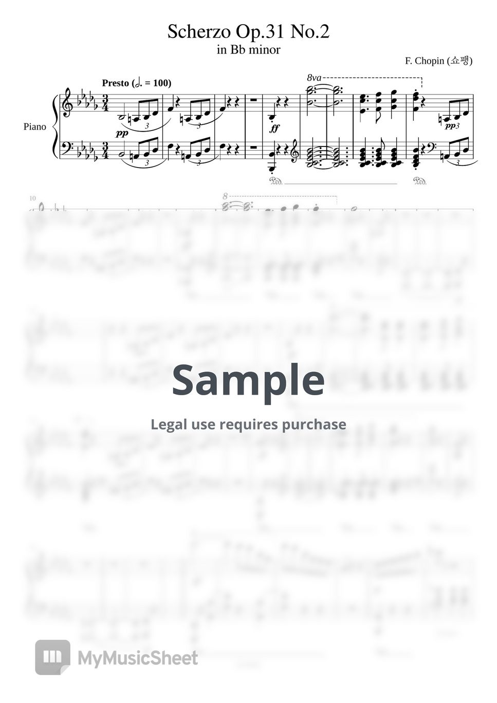 F. Chopin - Scherzo Op.31 No.2 in Bb minor 樂譜 by JUNPIN