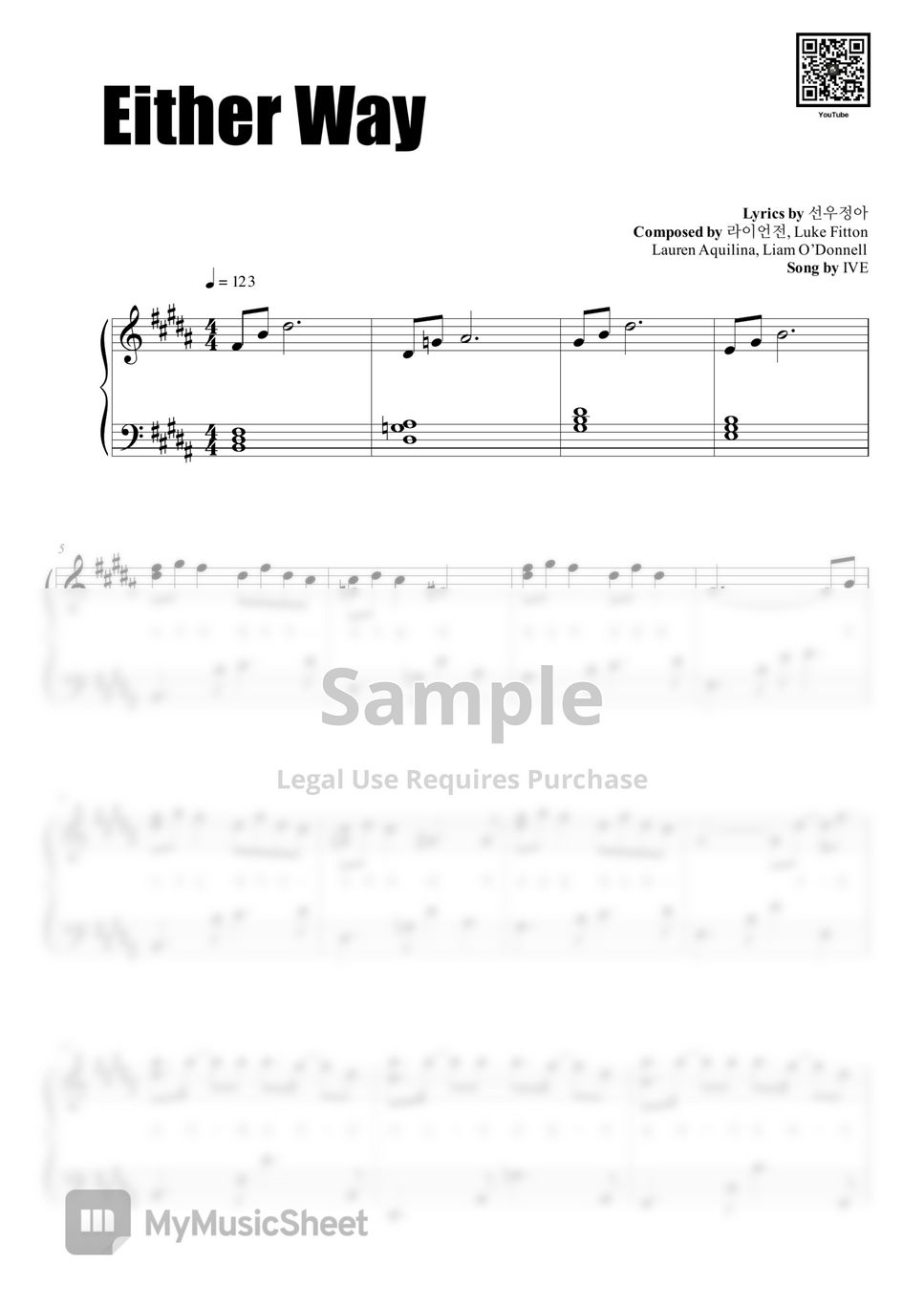아이브 - Either Way Sheet Music by 한뼘피아노