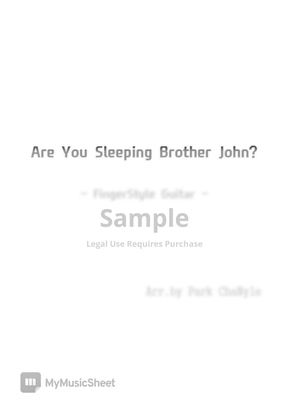 Nursery Rhyme - Are You Sleeping Brother John? (FingerStyle) Tab ...