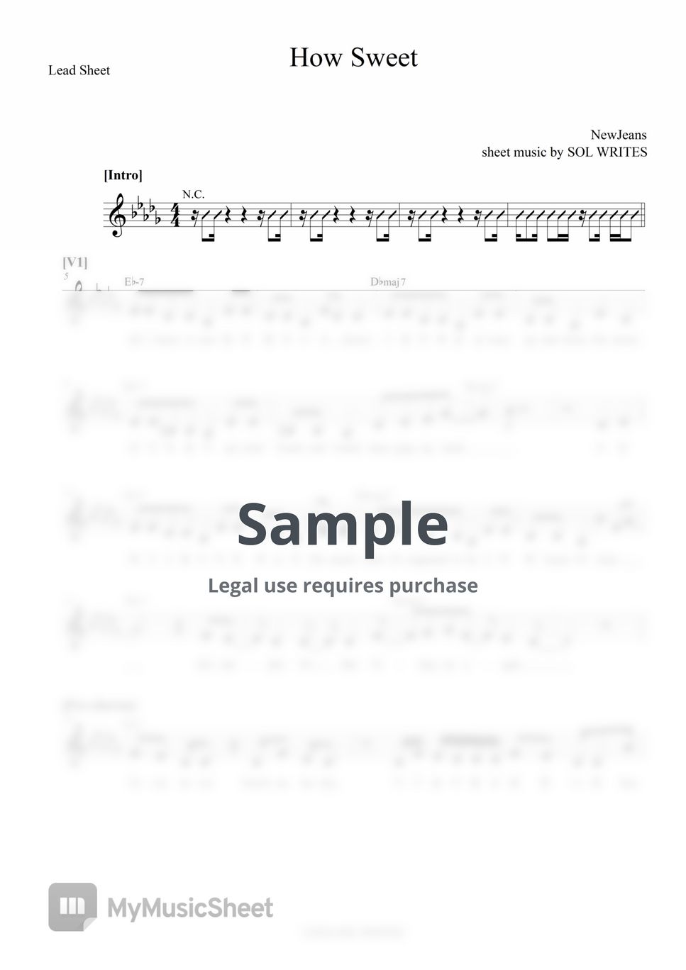 뉴진스 - How Sweet (KOR 리드시트 - 코드, 가사) Sheet Music by Sol Writes