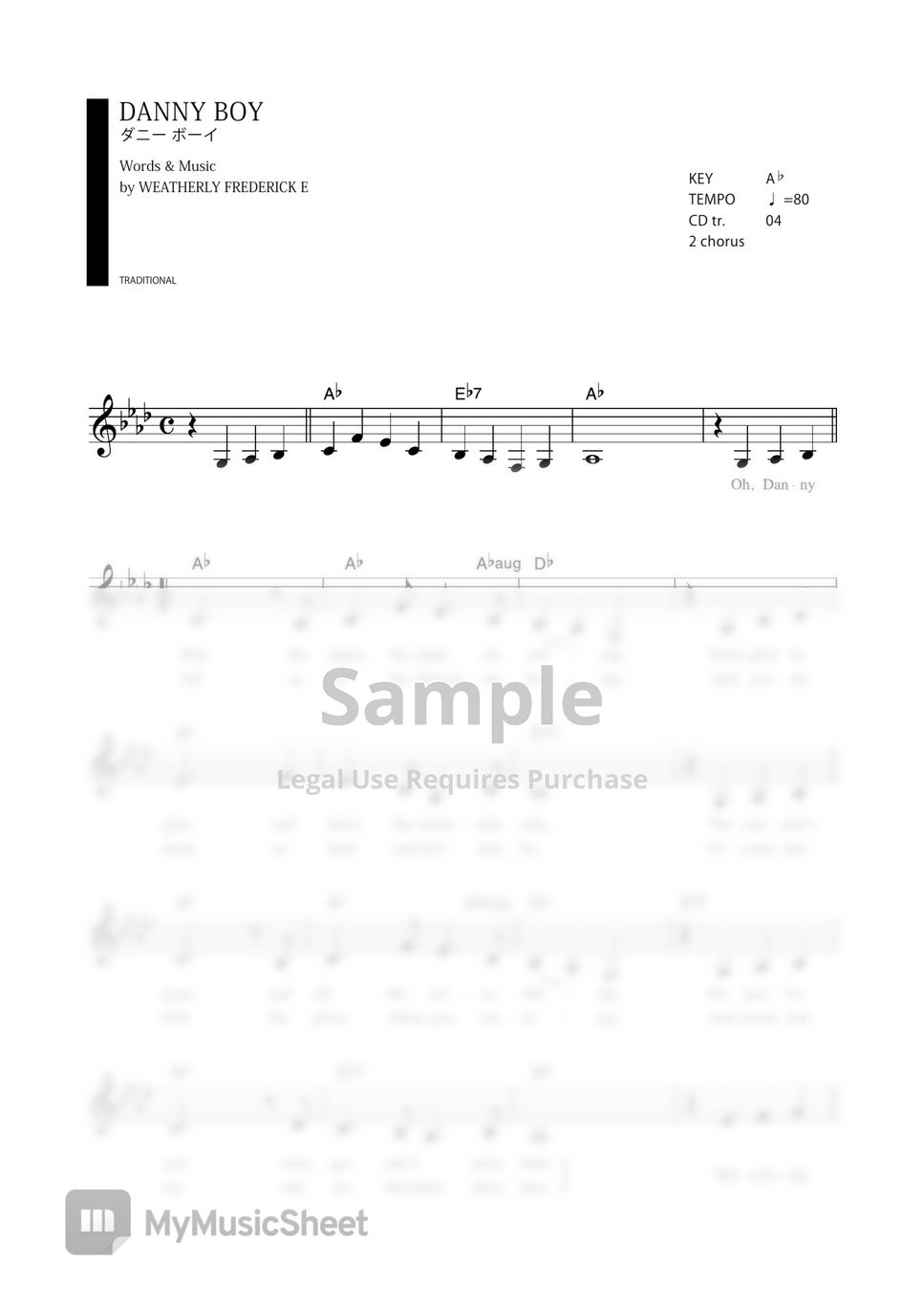 DANNY BOY (VOCAL MAGAZINE) Sheets by Far East Island Record