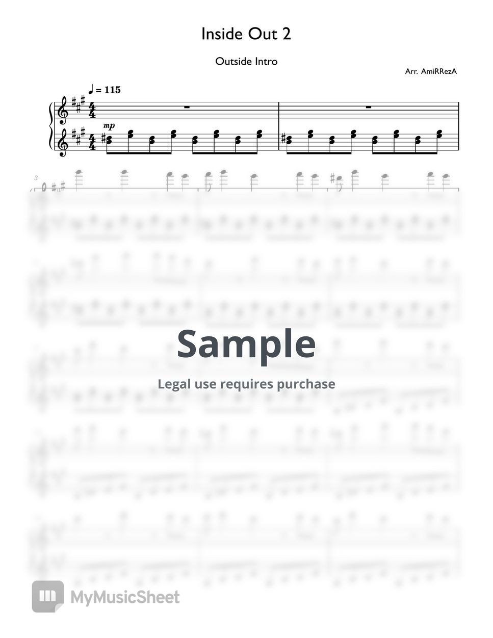 Andrea Datzman - Outside Intro (Inside Out 2) Sheet Music by AmiRRezA