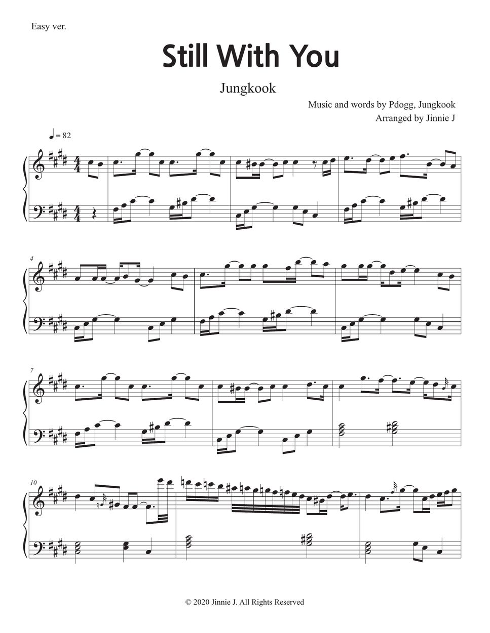 Jungkook (BTS) - Still With You (Easy ver.) Sheet by Jinnie J